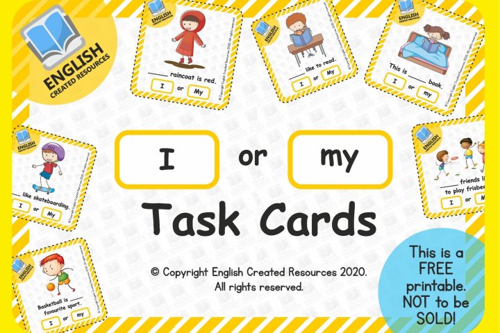 《I or My Task Cards》初级语法闪卡海报英语启蒙必备PDF 百度云网盘下载 | 咿呀启蒙yiyaqimeng.com